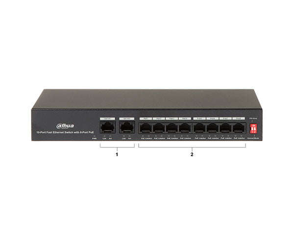 DAHUA 10-Port Fast Ethernet Switch with 8-Port PoE (DH-PFS3010-8ET-65 ...